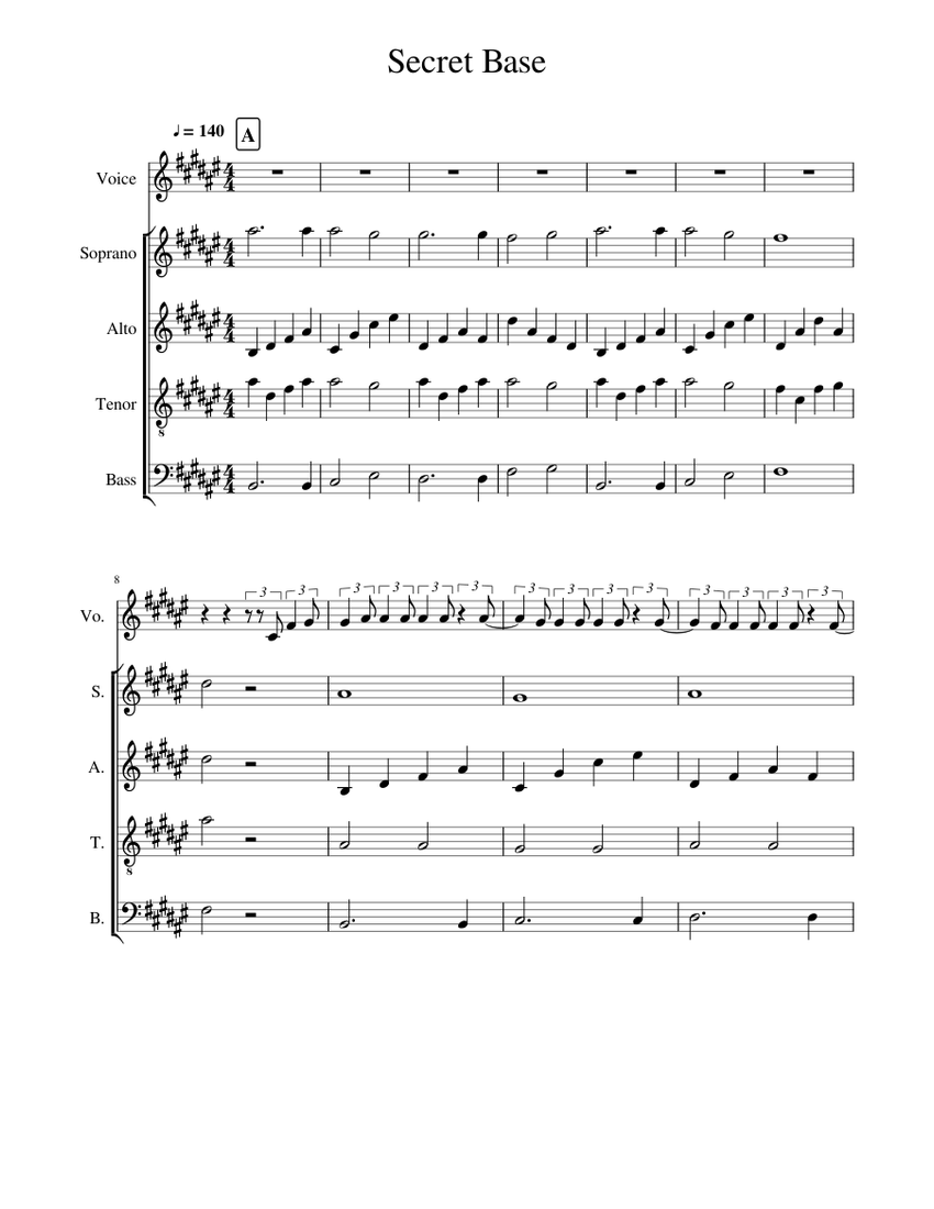 Secret Base Sheet Music for Soprano, Alto, Tenor, Bass voice & more instruments (A Capella ...