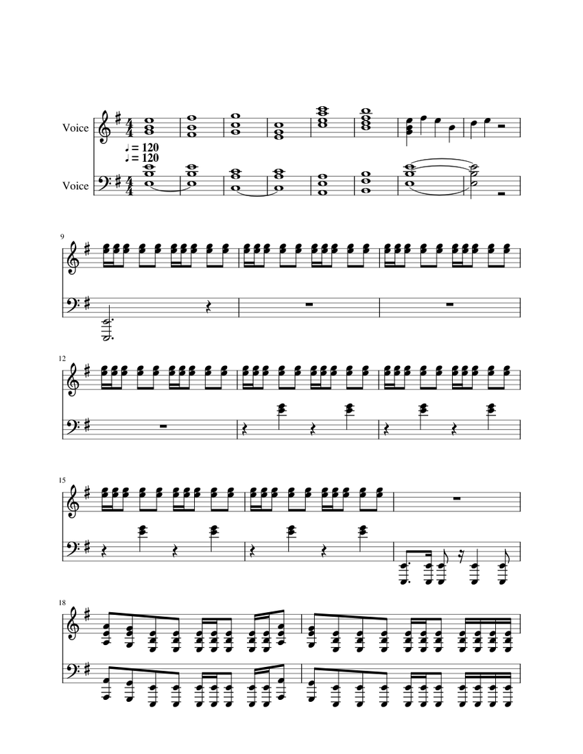 Rammstein - Du Hast Piano Sheet music for Voice (other) (Choral ...