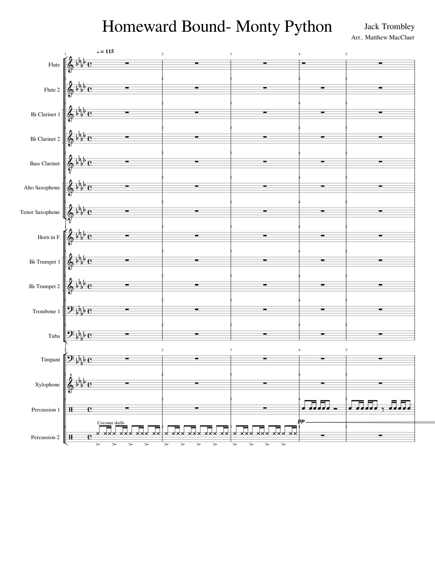Homeward Bound Monty Python Sheet music for Trombone, Tuba, Flute ...