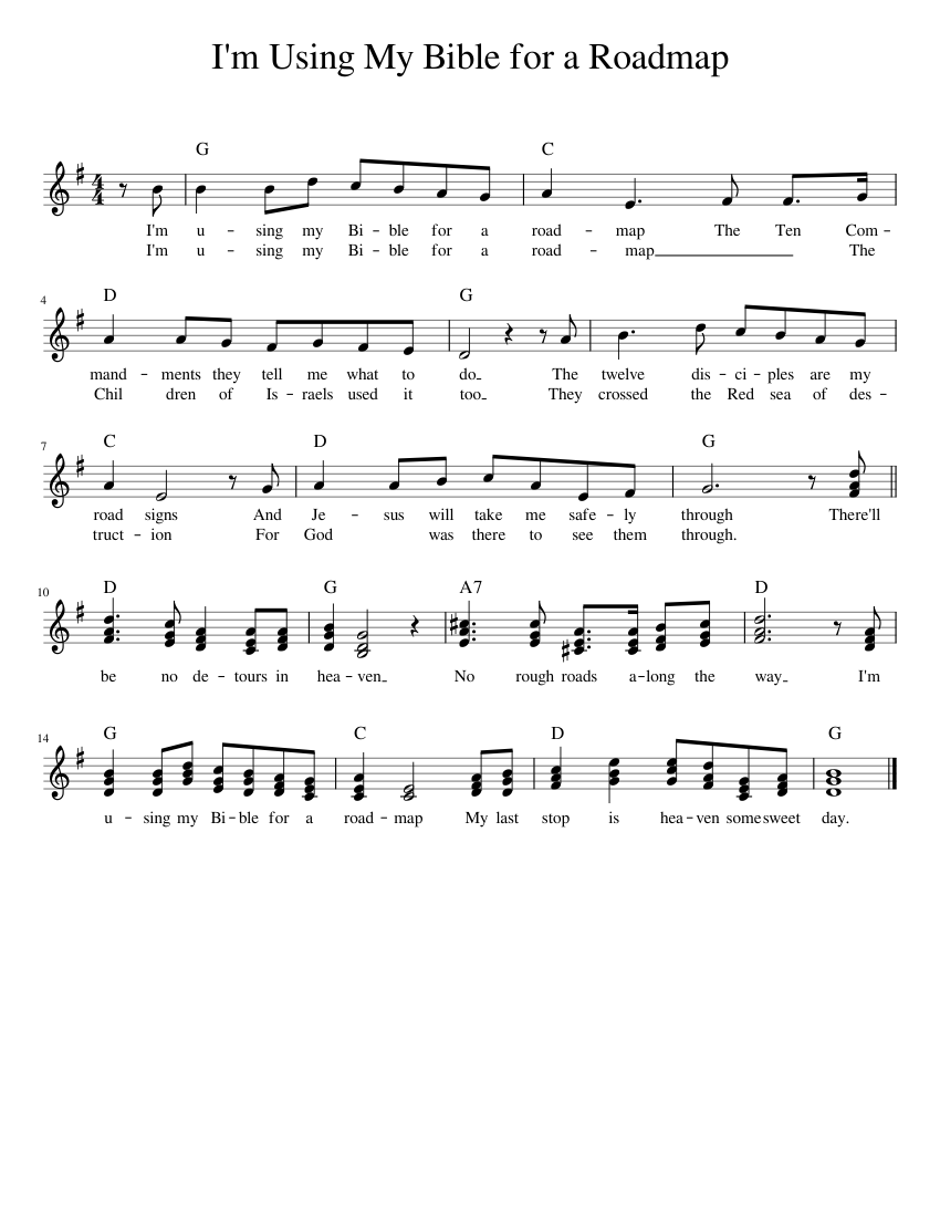 I'm Using My Bible for a Roadmap Sheet Music with Chords for Piano ...