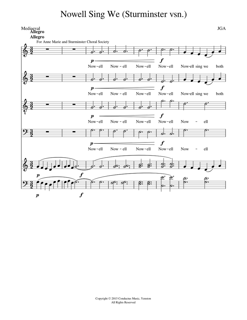 Nowell Sing We - Geoff Allan Sheet Music for Piano (Mixed Ensemble ...