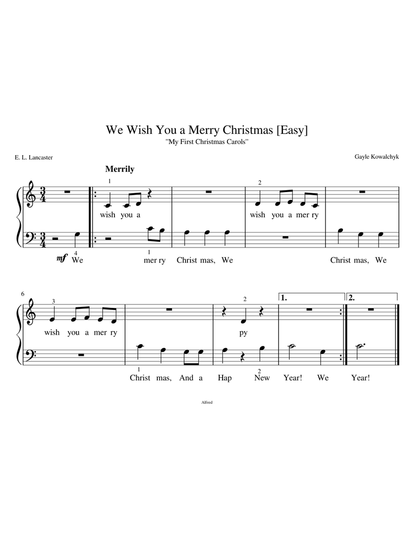 We Wish You a Merry Christmas Sheet music for Piano (Solo) | Musescore.com