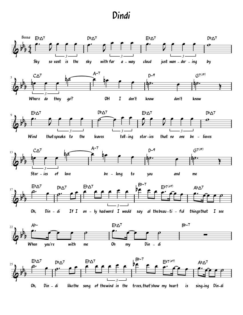 Dindi Sheet music for Piano (Solo) | Musescore.com