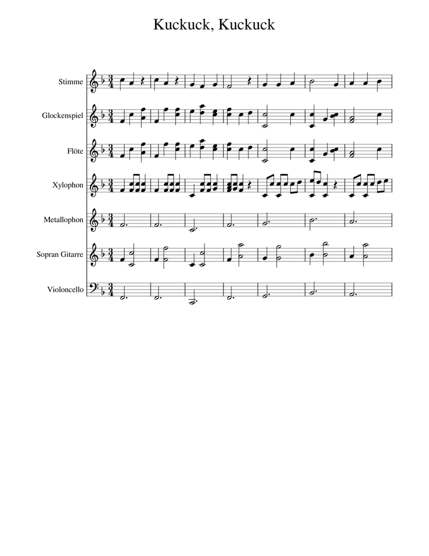 Kuckuck Kuckuck Rufts Aus Dem Wald – Misc Traditional Sheet music for ...