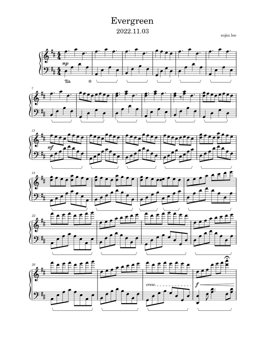 Evergreen Sheet music for Piano (Solo) Easy | Musescore.com