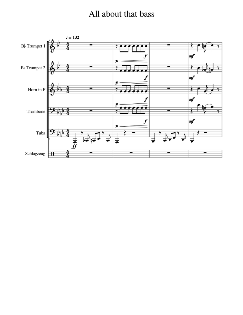 All about that bass - Meghan Trainor Sheet Music for Trombone, Tuba ...