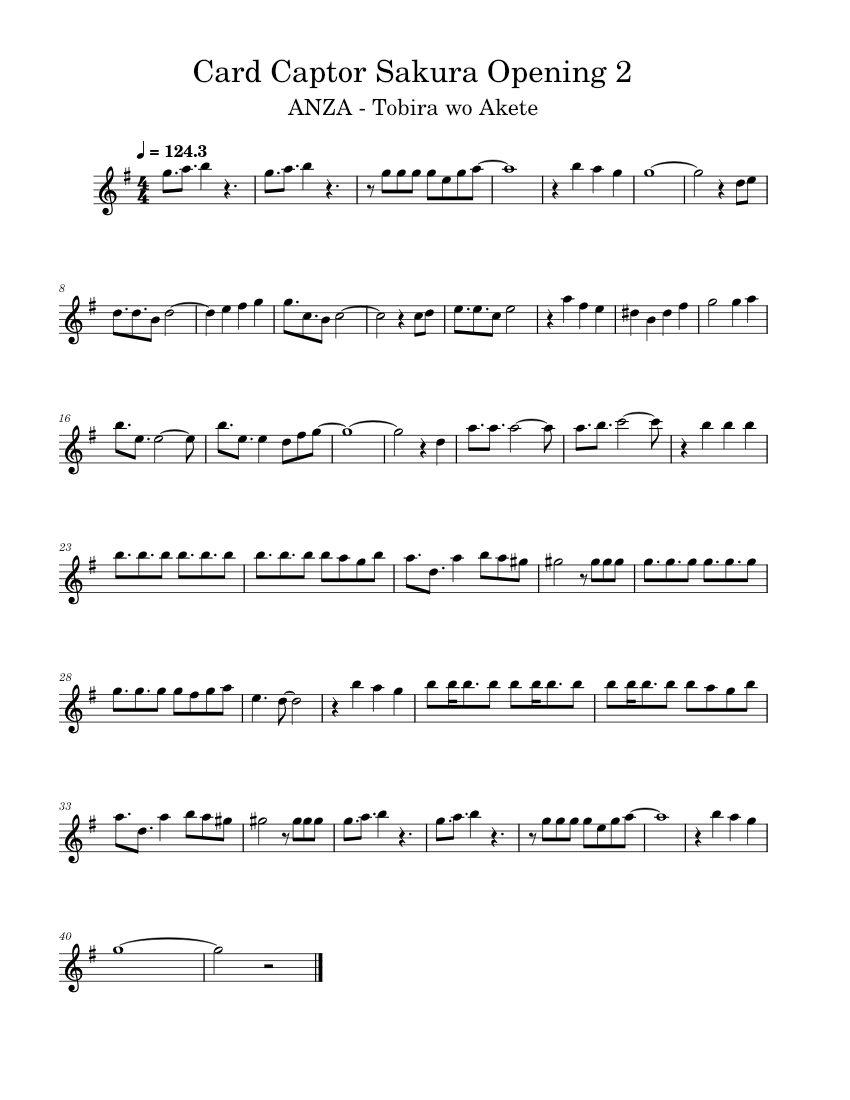 Card Captor Sakura Opening 2 Sheet Music for Flute (Solo) | MuseScore.com