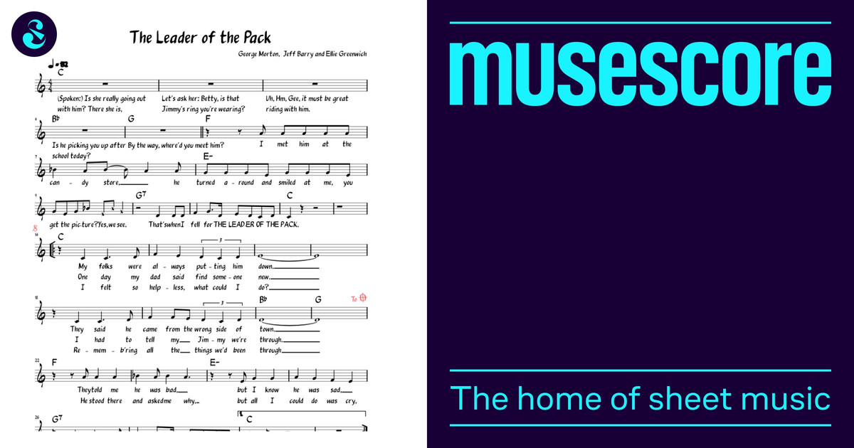 The Leader of the Pack (Lead sheet with lyrics ) Sheet Music for Piano ...