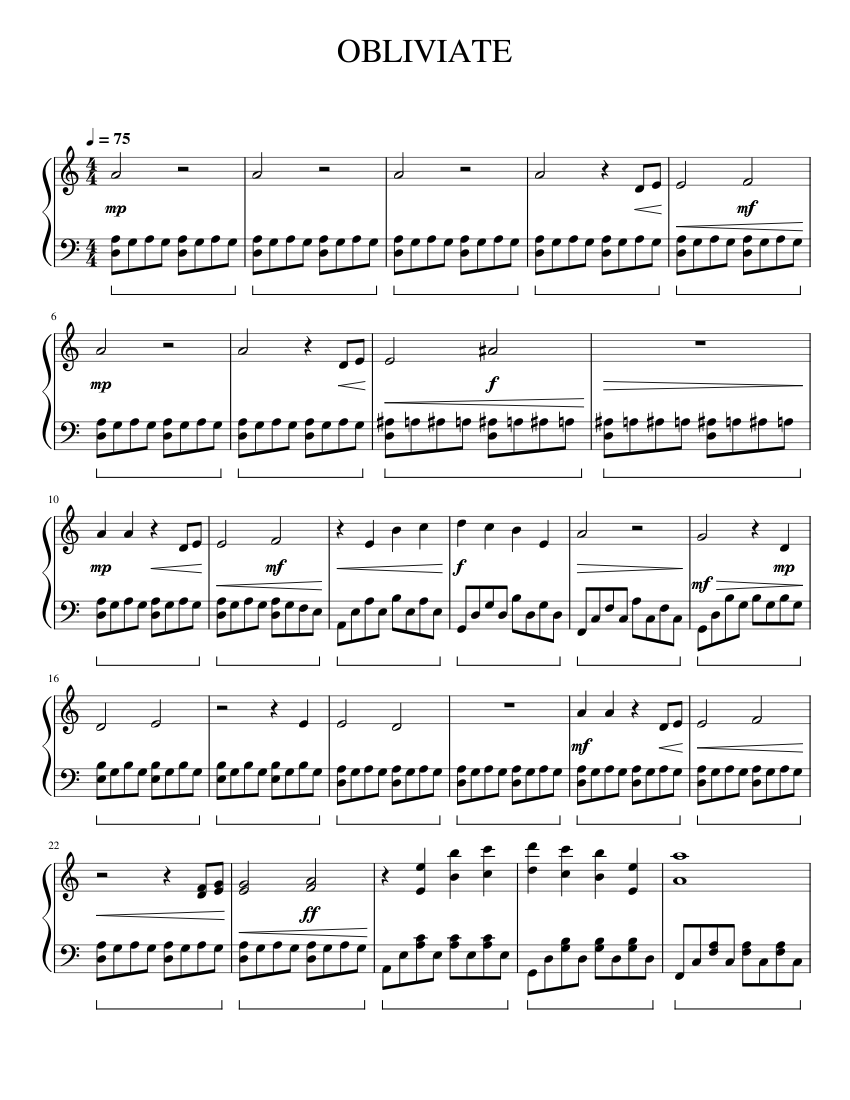 Obliviate – Harry Potter OBLIVIATE Sheet music for Piano (Solo ...