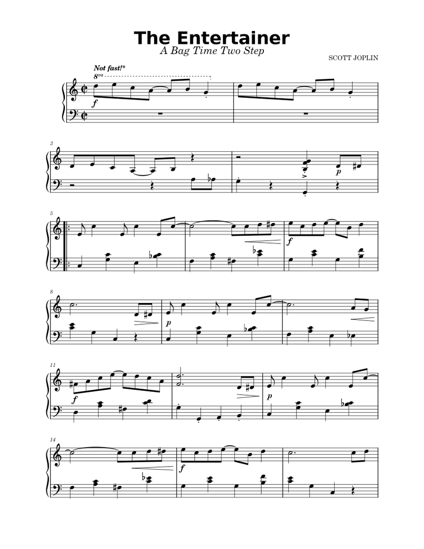 The entertainer – Scott Joplin The Entertainer – Scott Joplin Sheet ...