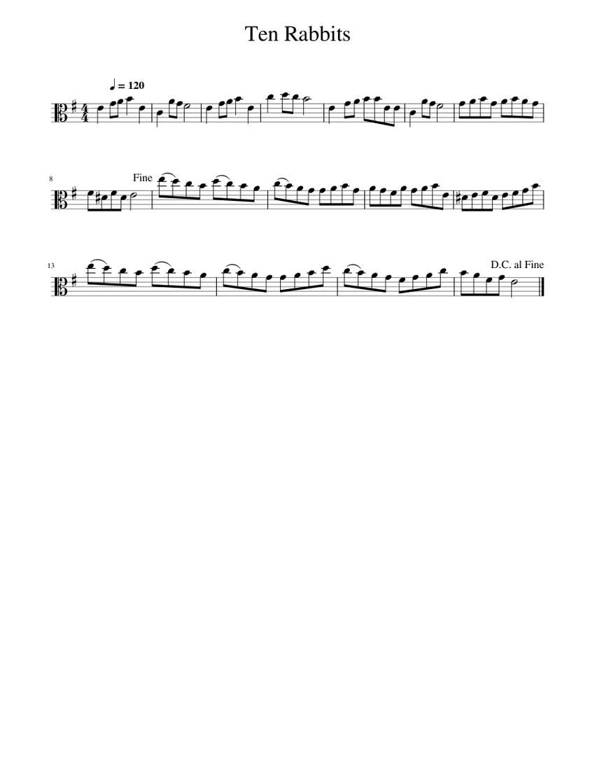 十只兔子 – R.Z Ten Rabbits Sheet music for Viola (Solo) | Musescore.com