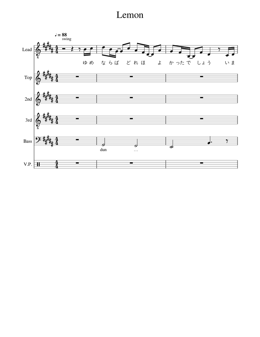 Lemon Sheet music for Piano, Drum group (Mixed Ensemble) | Musescore.com