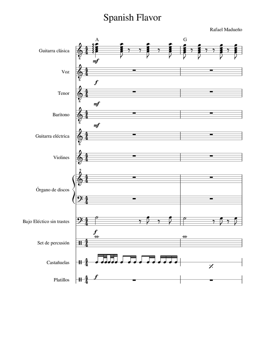 Spanish Flavor Sheet music for Tenor, Organ, Vocals, Baritone & more ...