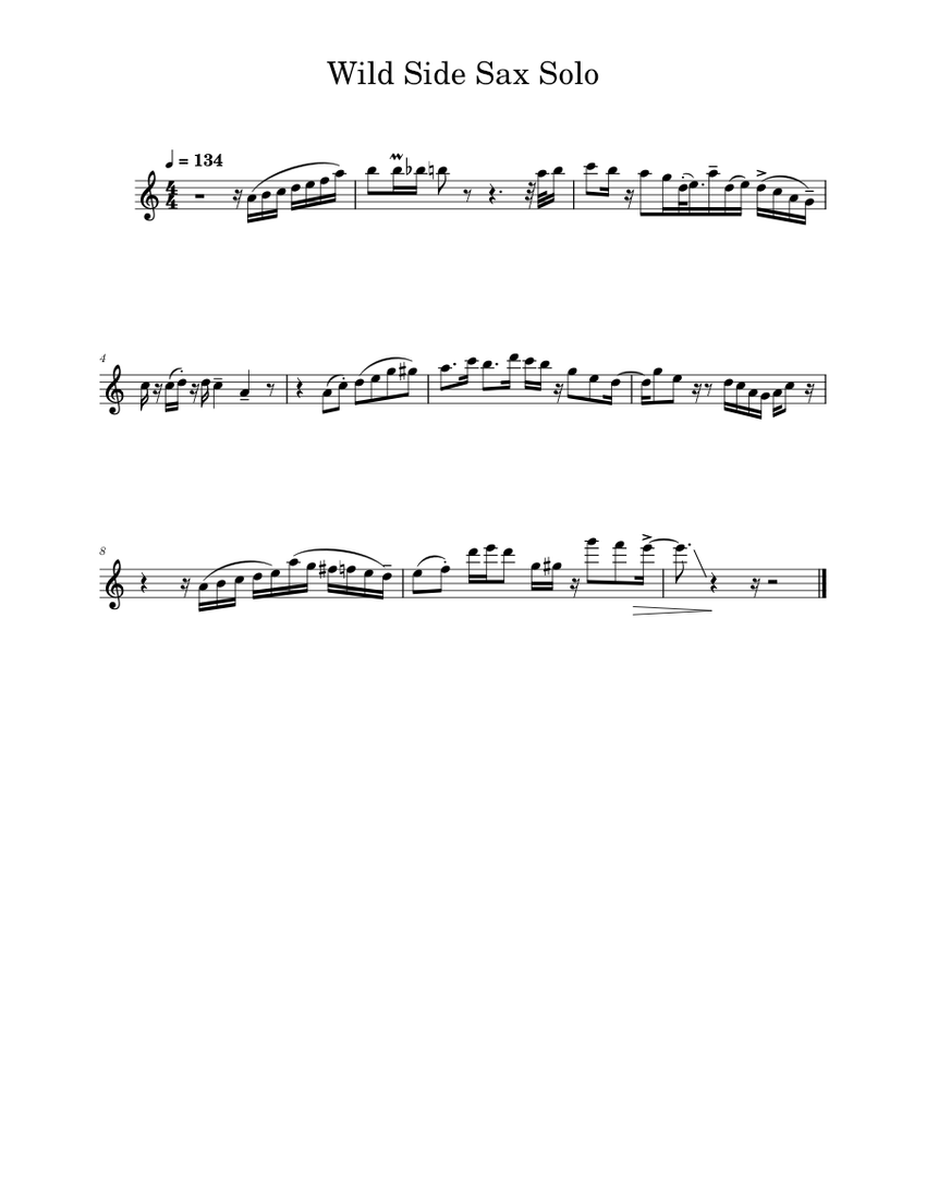 Wild Side Alto Sax Solo Transcription (Beastars) Sheet Music for ...