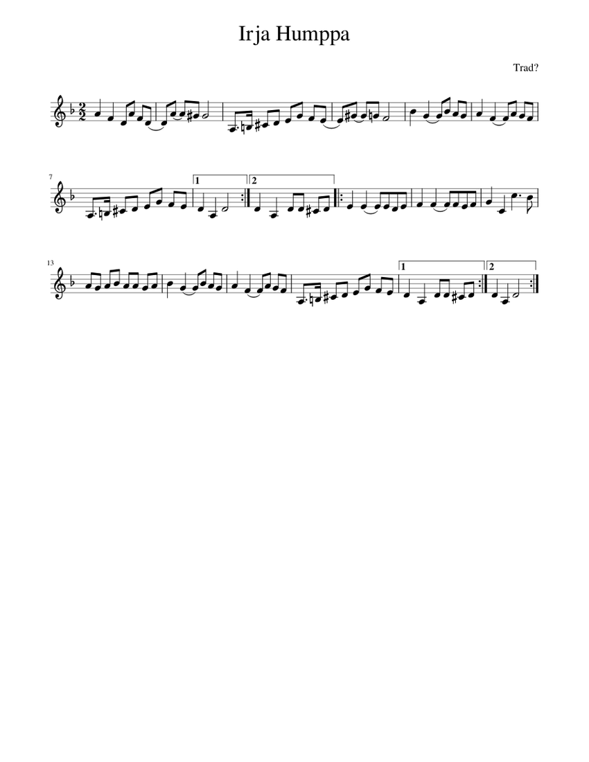 Traditional music - Irja Humppa Sheet music for Piano (Solo ...