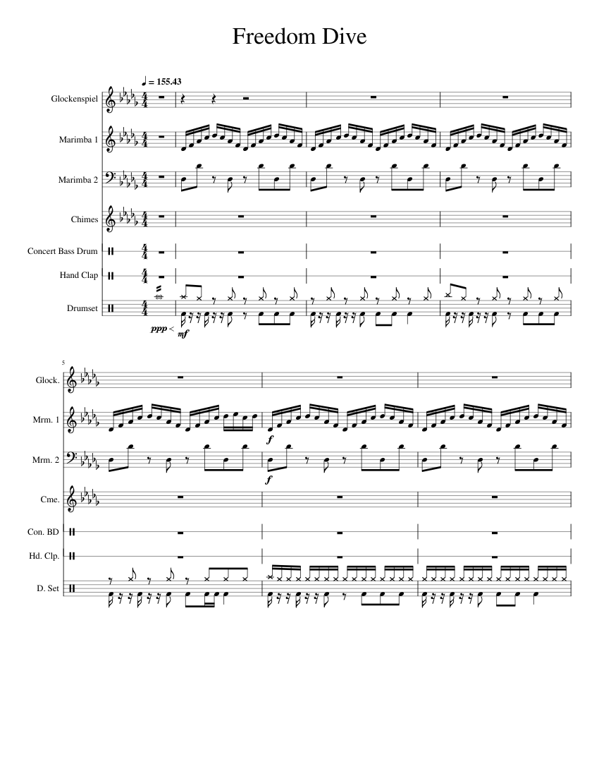 Freedom dive - Xi (Percussion Ensemble Arr.) Sheet music for ...