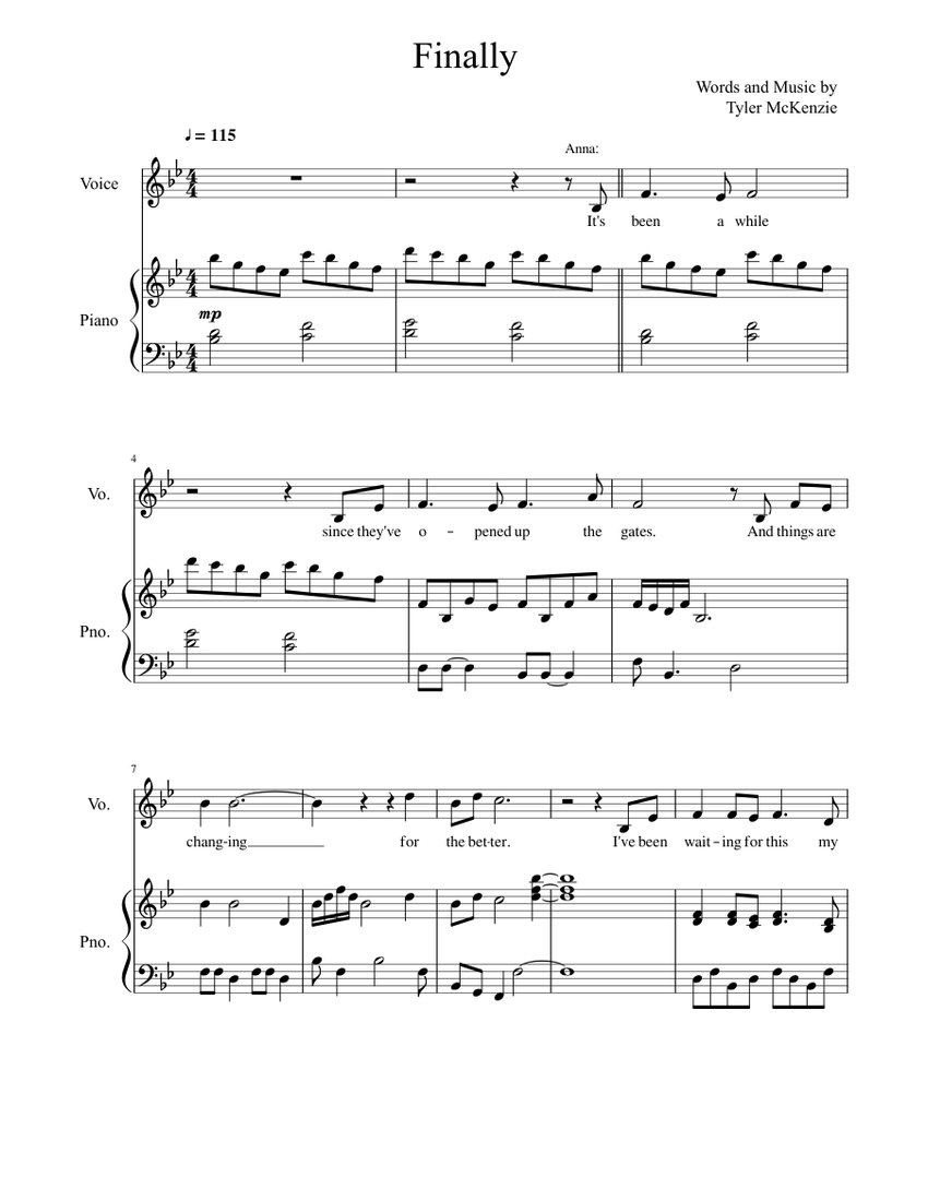 Finally Sheet music for Piano, Voice (other) (Piano-Voice) | Musescore.com