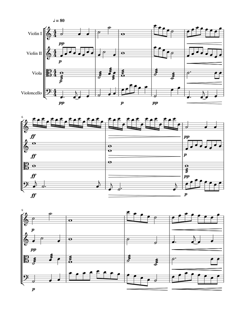 String quartet composition Sheet music for Violin, Viola, Cello (String Quartet) | Musescore.com