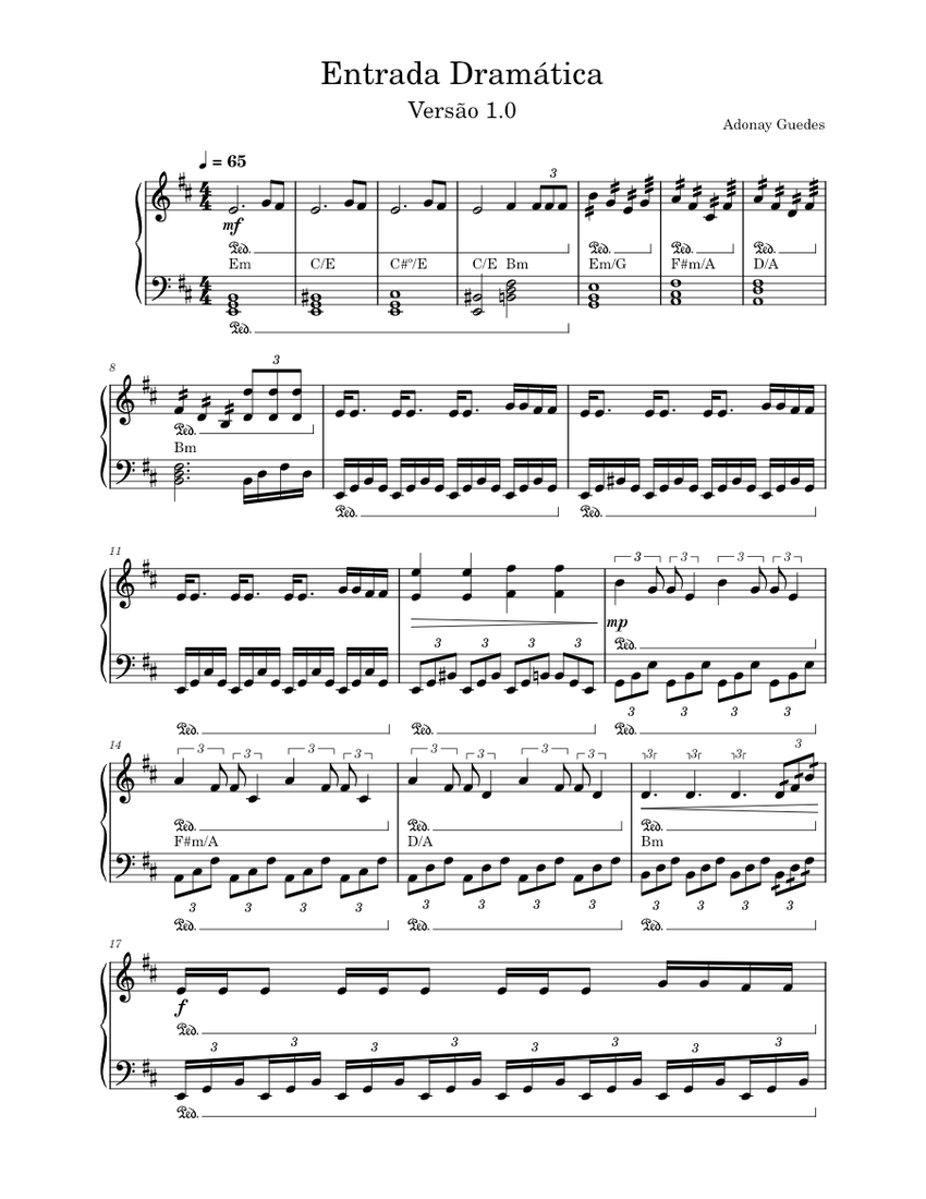 Entrada Dramática - Adonay Guedes Sheet music for Piano (Solo ...