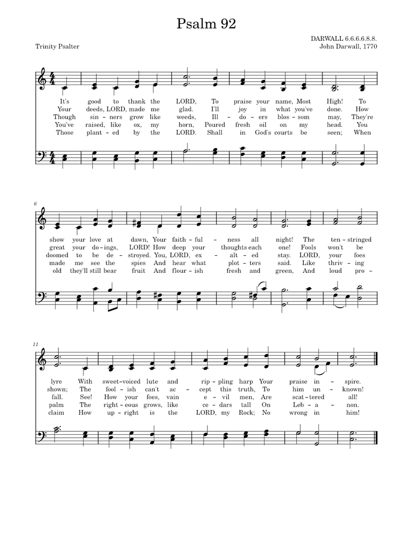 Psalm 92 Sheet music for Piano (Choral) | Musescore.com