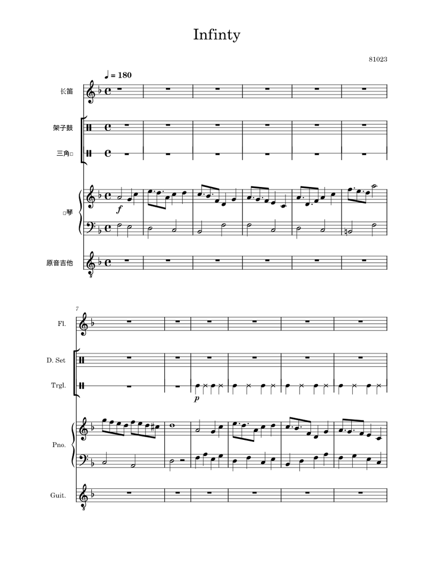Infinty Sheet music for Piano, Flute, Guitar, Drum group & more ...