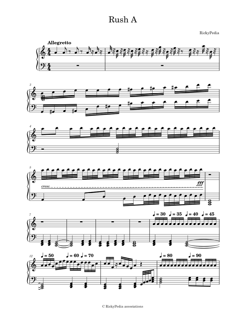 Rush A Sheet music for Piano (Solo) | Musescore.com