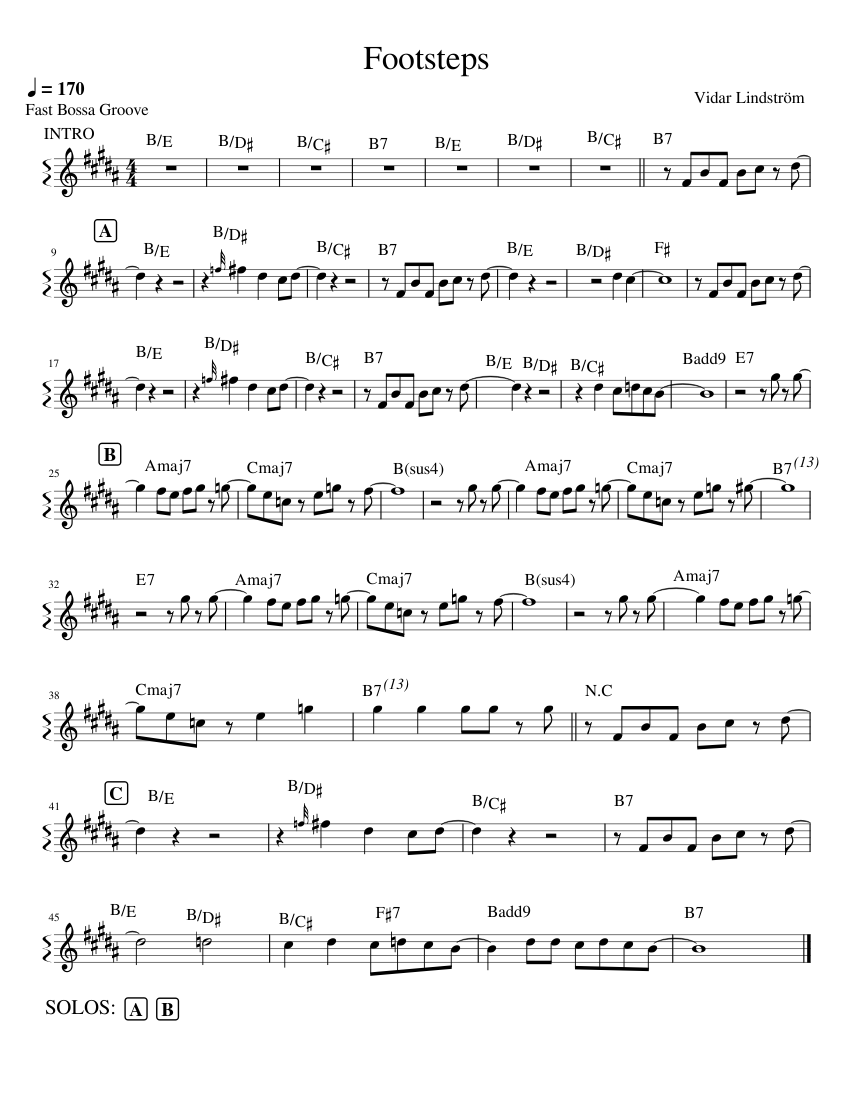 Footsteps Sheet Music with Chords for Piano (Solo) easy | MuseScore.com