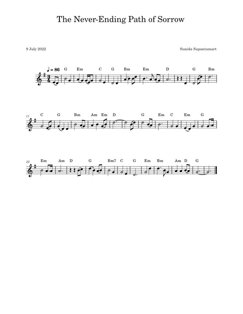 The Never-Ending Path of Sorrow Sheet music for Guitar (Solo ...