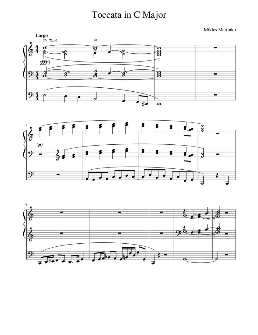 Toccata in C Major Sheet music for Organ (Solo) | Musescore.com