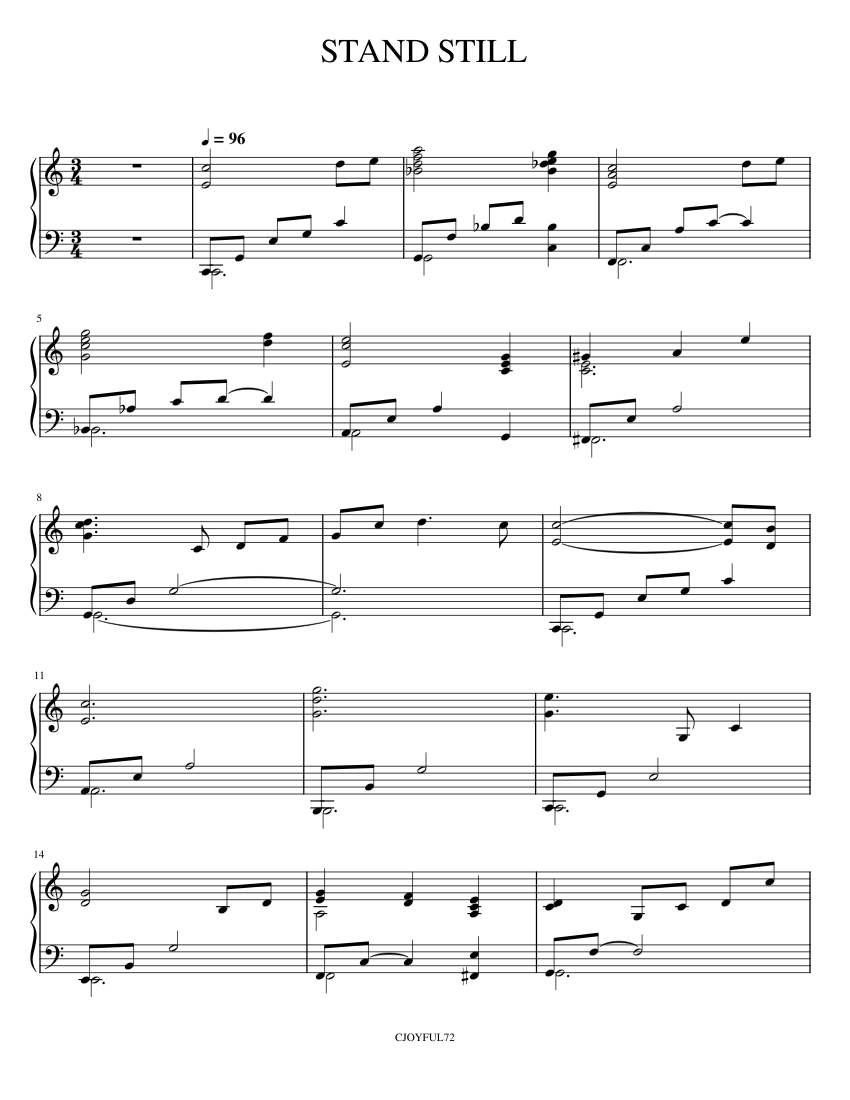 STAND STILL Sheet music for Piano (Solo) | Musescore.com