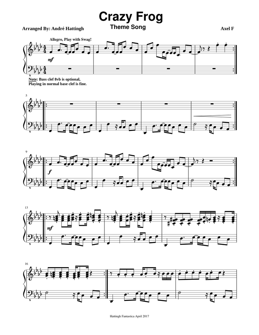 Crazy Frog - Piano Solo Sheet Music for Piano (Solo) easy | MuseScore.com