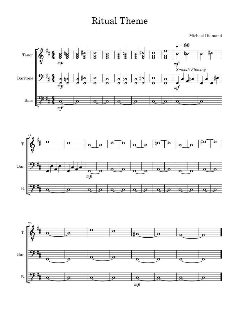 Ritual Theme Sheet music for Tenor, Bass voice, Baritone (Choral ...