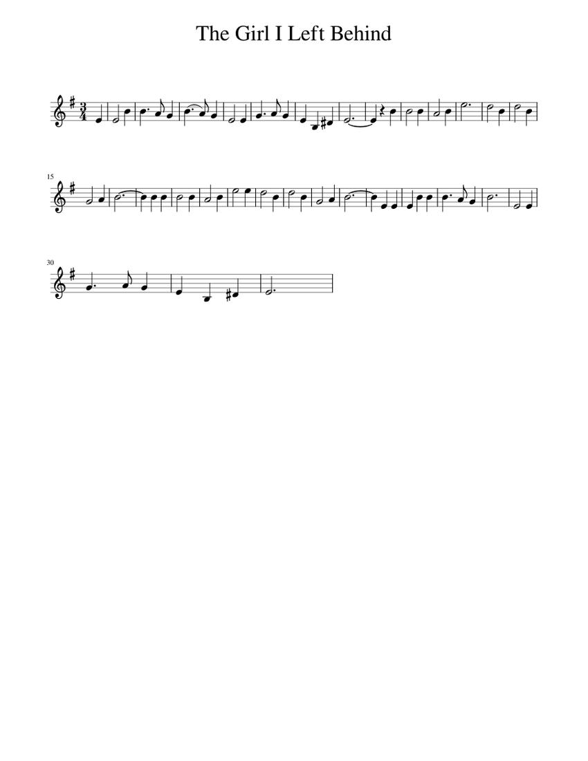 The Girl I Left Behind Sheet music for Piano (Solo) Easy | Musescore.com
