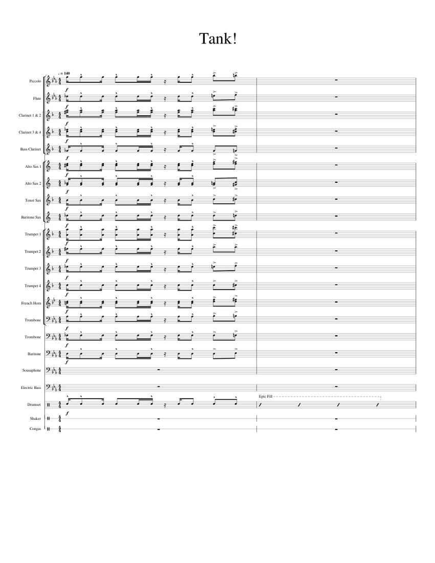 Tank! Sheet music for Trombone, Tuba, Flute piccolo, Flute & more ...