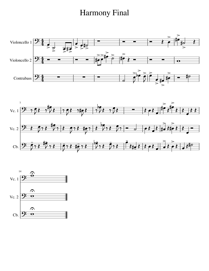 Harmony Final Sheet music for Contrabass, Cello (Mixed Trio) | Musescore.com
