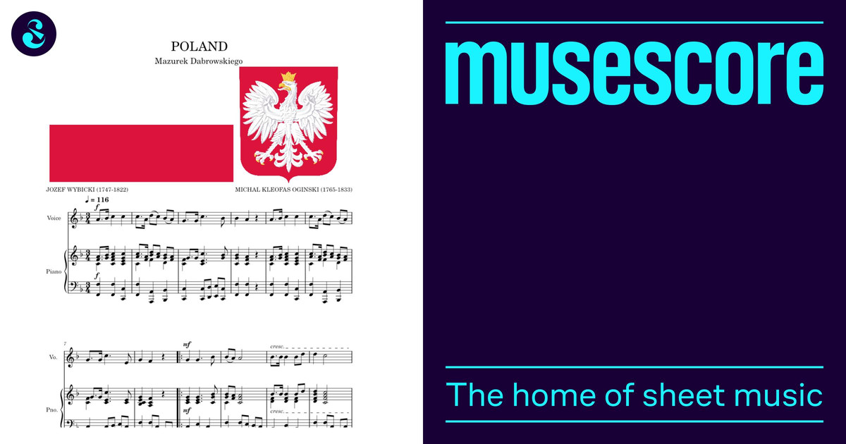 Poland National Anthem Sheet Music for Piano, Voice (other) (Piano ...