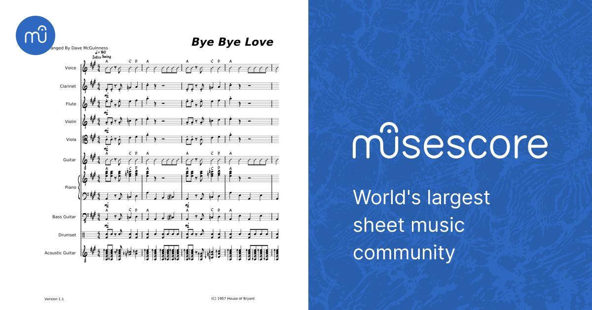 Bye Bye, Love – Felice Bryant and Boudleaux Bryant Bye Bye Love Sheet ...