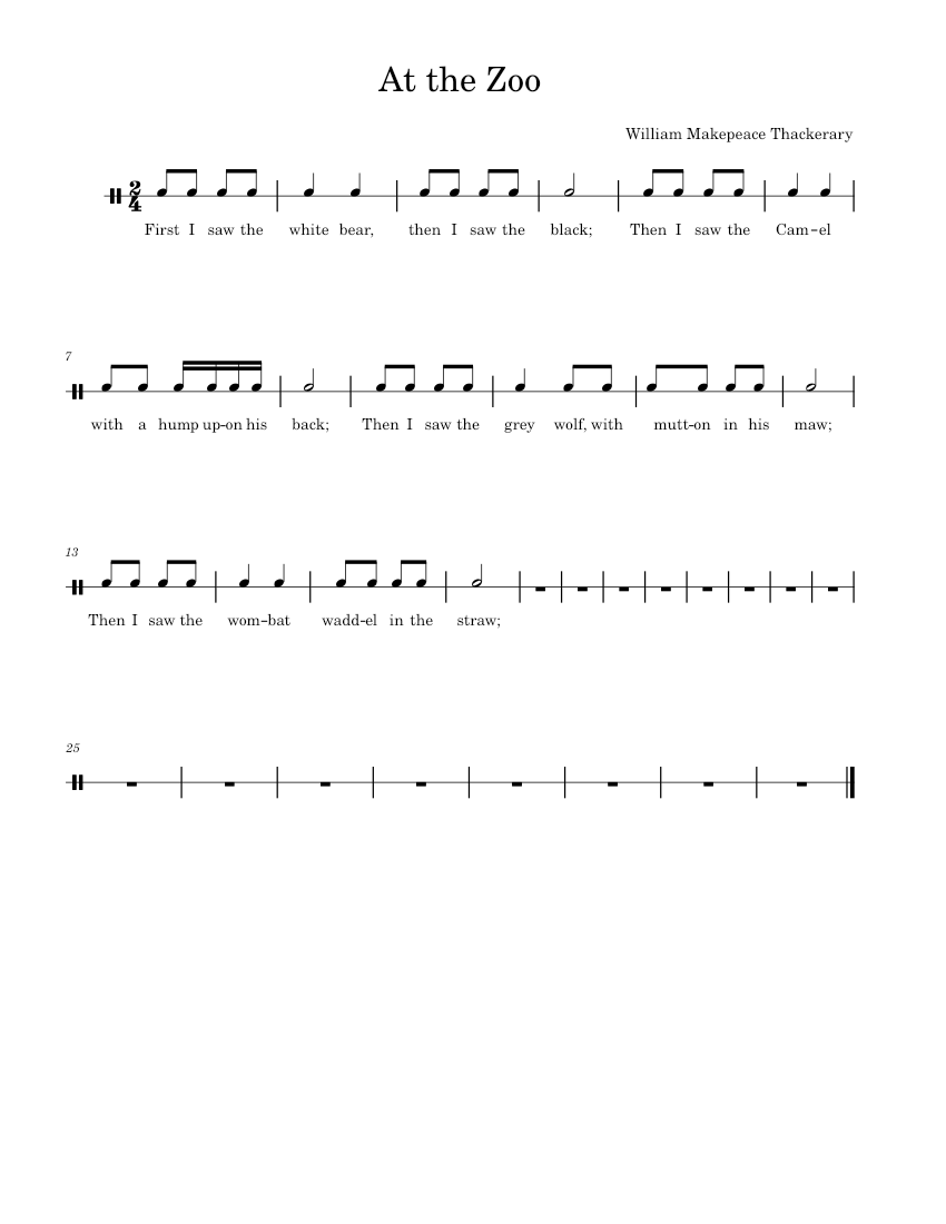At_the_Zoo Sheet music for Woodblock (Solo) | Musescore.com