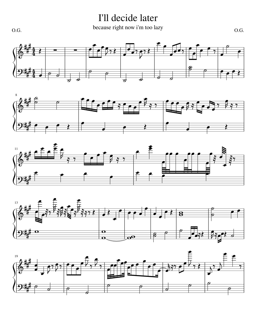 I'll decide later Sheet music for Piano (Solo) Easy | Musescore.com