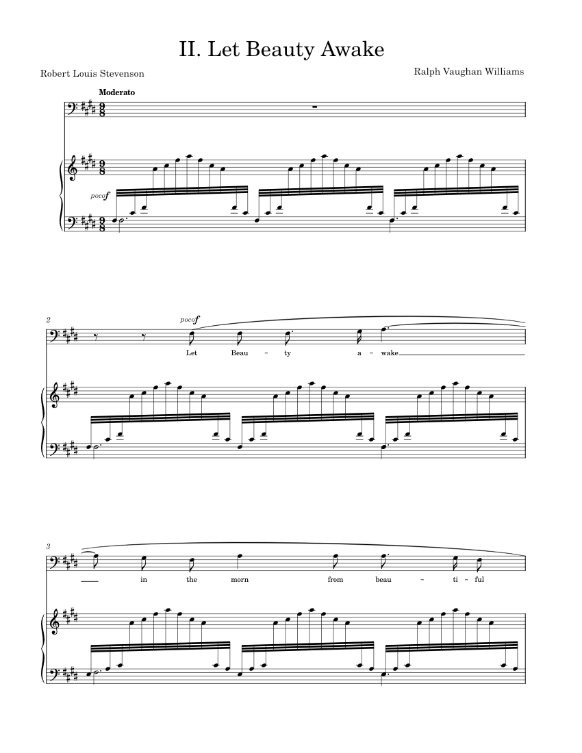 Songs of Travel, II. Let Beauty Awake Sheet music for Piano, Cello ...
