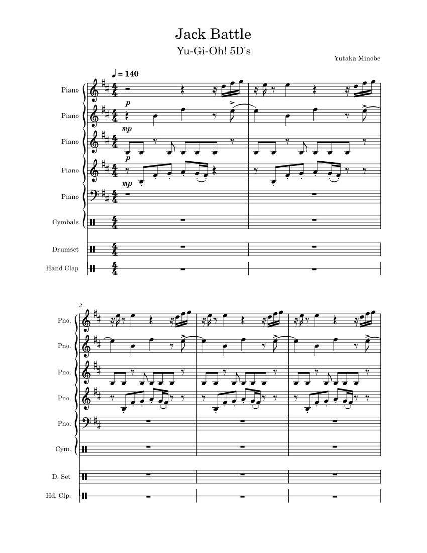 Jack Battle – Yutaka Minobe | Yu-Gi-Oh! 5D's Sheet music for Piano ...