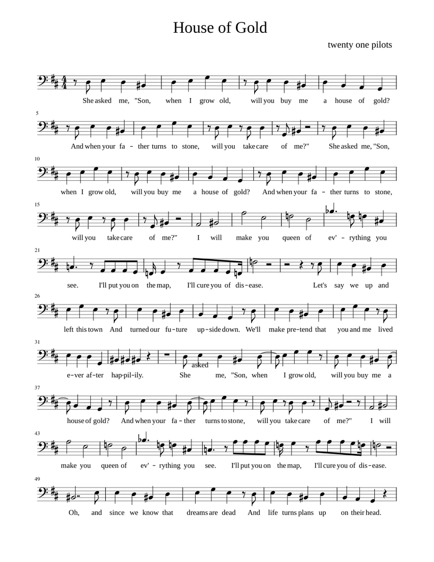 House Of Gold Sheet music for Cello (Solo) | Musescore.com