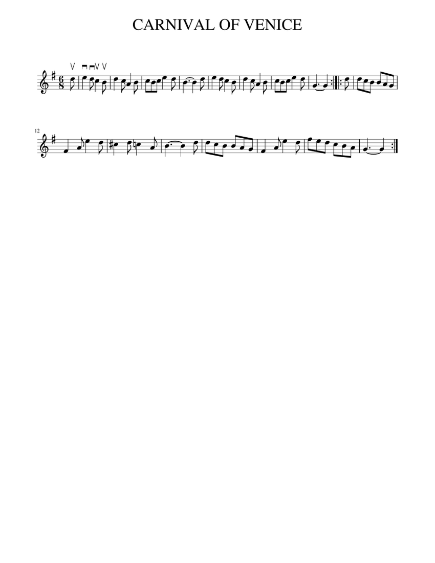 CARNIVAL OF VENICE Sheet music for Piano (Solo) Easy | Musescore.com