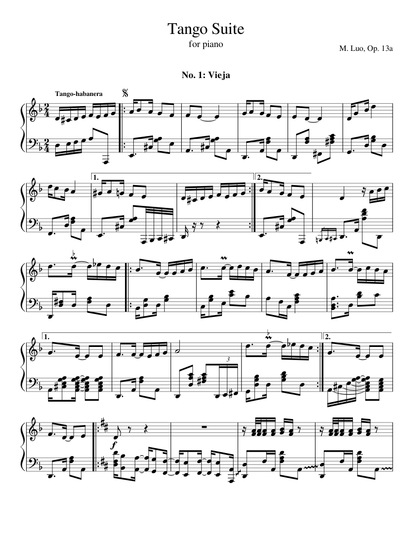 Tango Suite (piano) Sheet Music for Piano (Solo) | MuseScore.com
