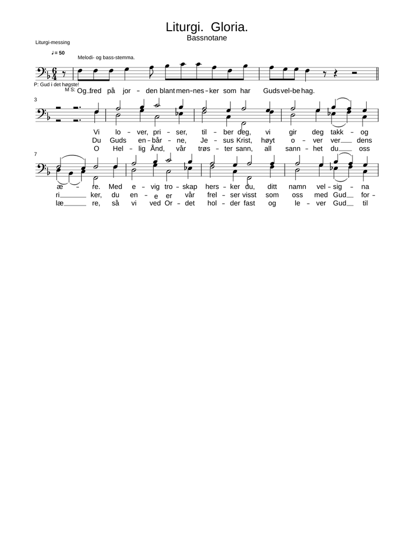 Liturgi. Gloria. Sheet music for Baritone (Solo) | Musescore.com