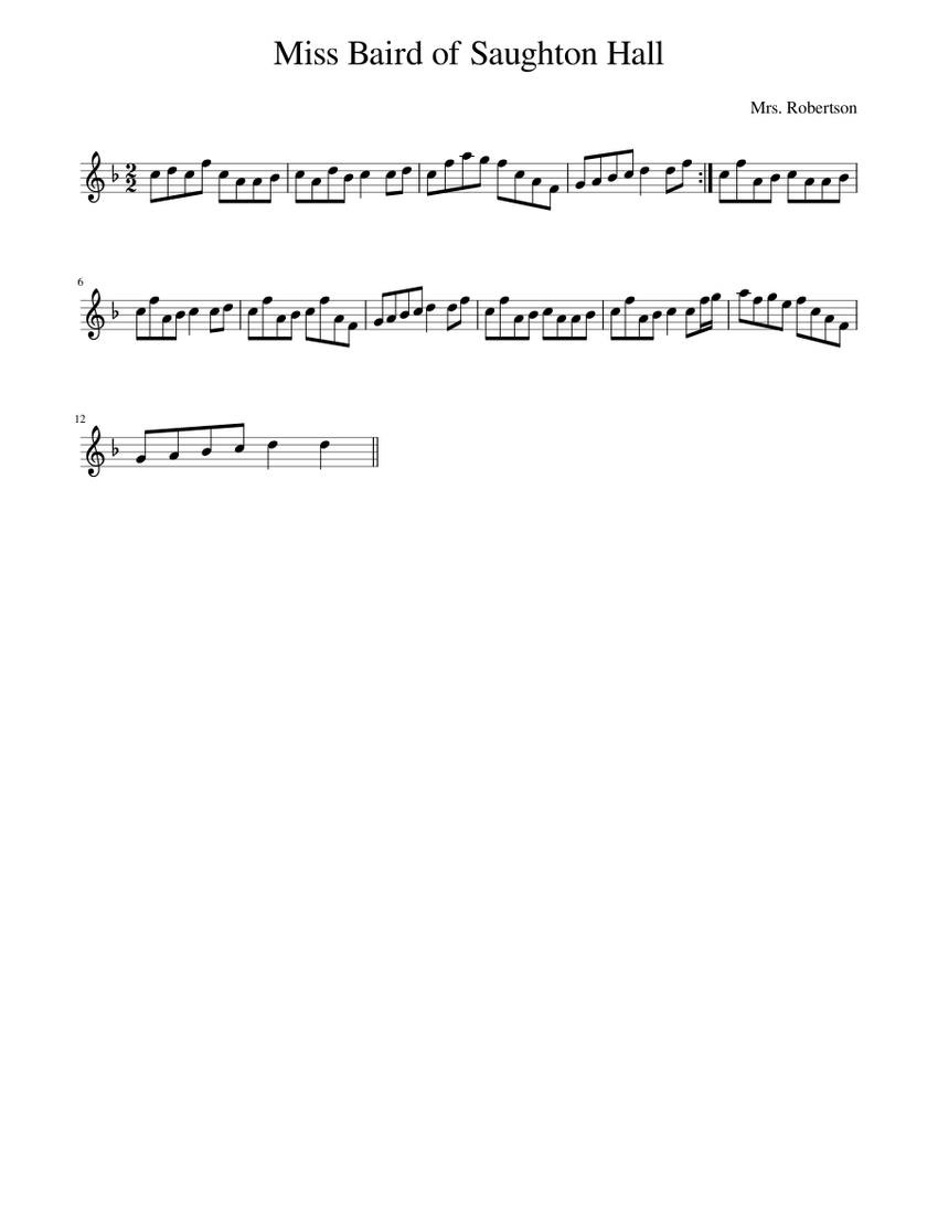 Miss Baird of Saughton Hall Sheet music for Piano (Solo) | Musescore.com