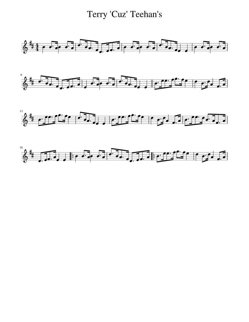Terry 'Cuz' Teehan's Sheet music for Piano (Solo) | Musescore.com