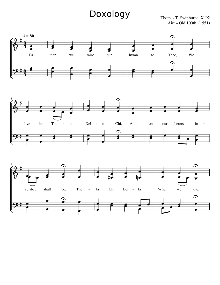 Doxology Sheet music for Tenor, Bass voice (SATB) | Musescore.com