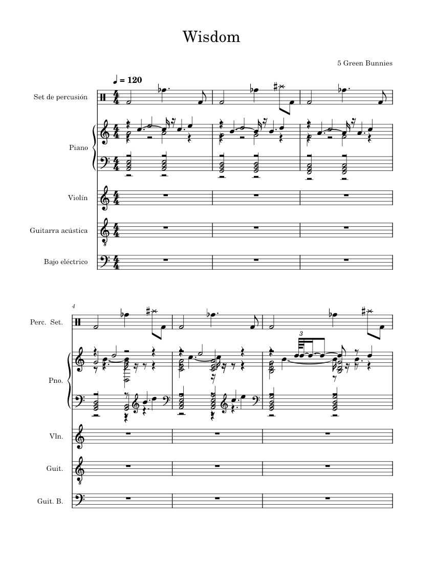 Wisdom Sheet music for Piano, Violin, Guitar, Bass guitar & more ...