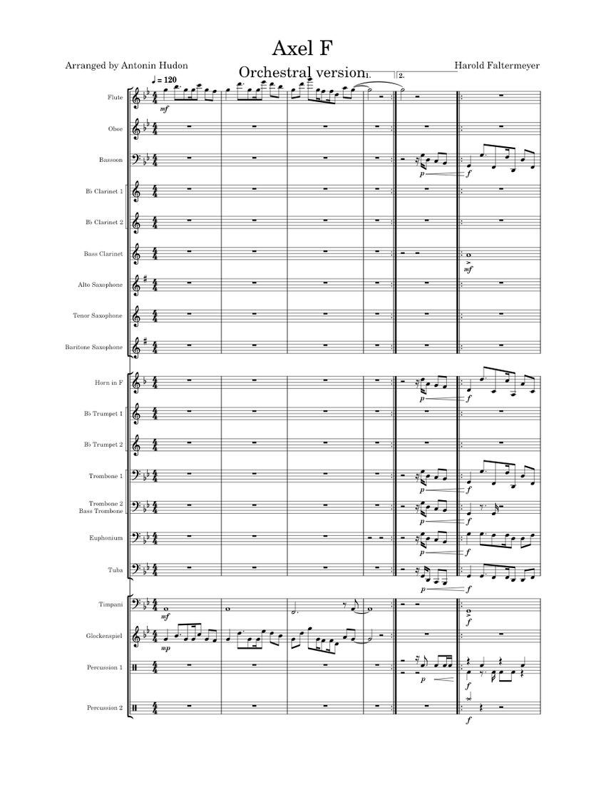 Axel F Sheet Music for Trombone, Euphonium, Tuba, Flute & more ...
